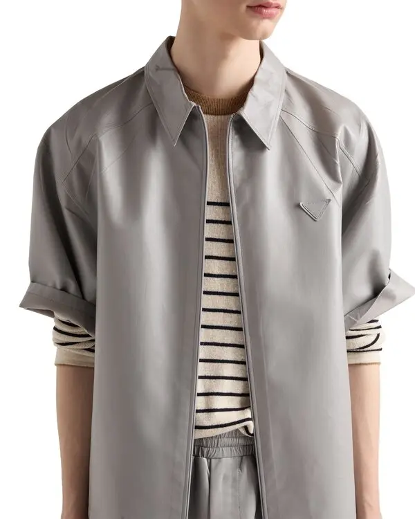 Prada Short-sleeved Nappa Leather Shirt - Grey