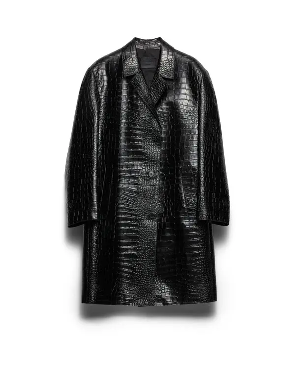 Prada Croco-print Leather Coat
