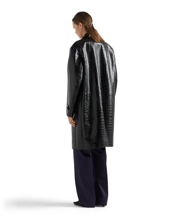 Prada Croco-print Leather Coat