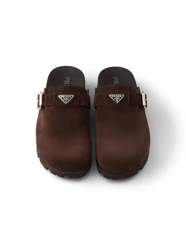 Prada Suede Mules - Brown