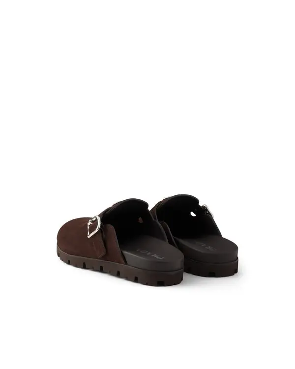 Prada Suede Mules - Brown