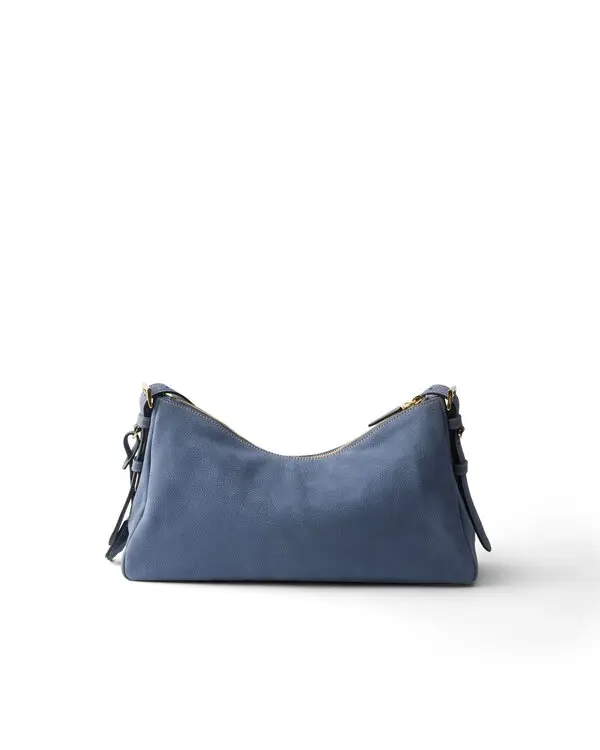 Prada Aimée Large Nubuck Leather Shoulder Bag - Blue