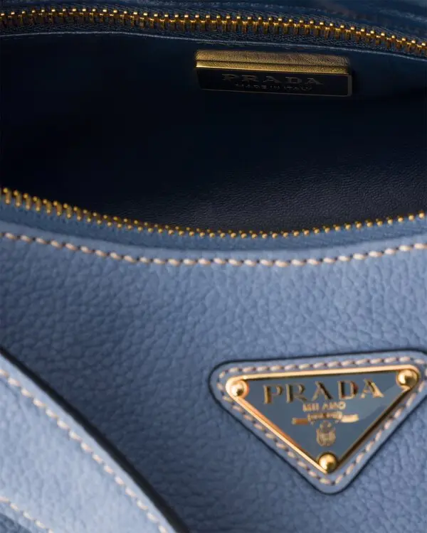 Prada Aimée Large Nubuck Leather Shoulder Bag - Blue