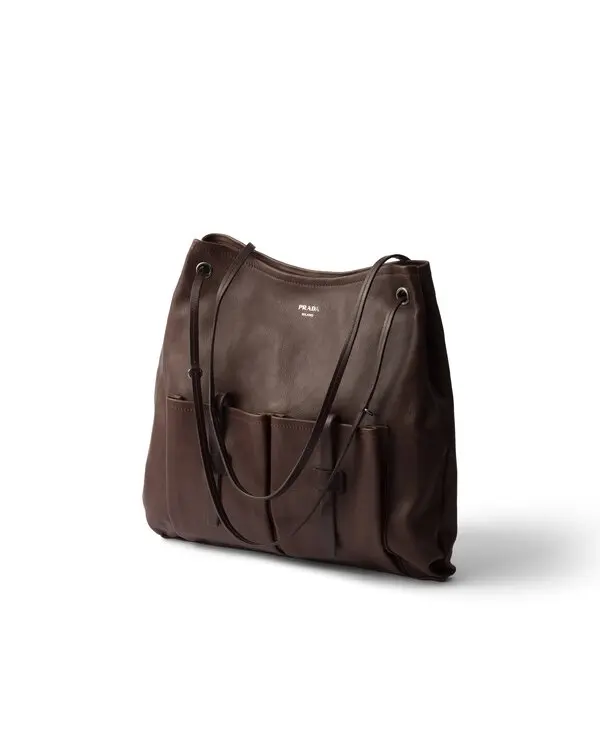 Prada Route Large Leather Bag - Brown