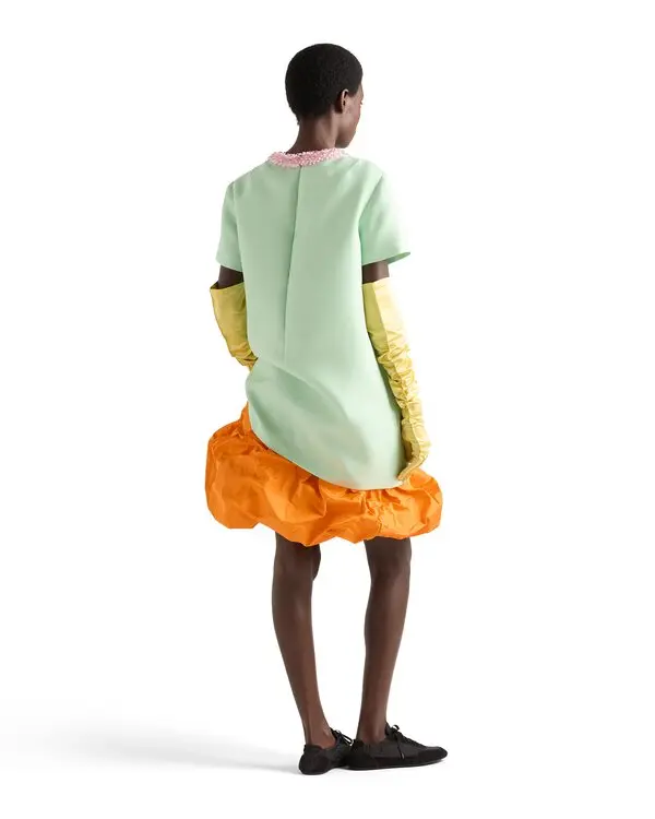 Prada Embroidered Slubbed Gazar Dress
