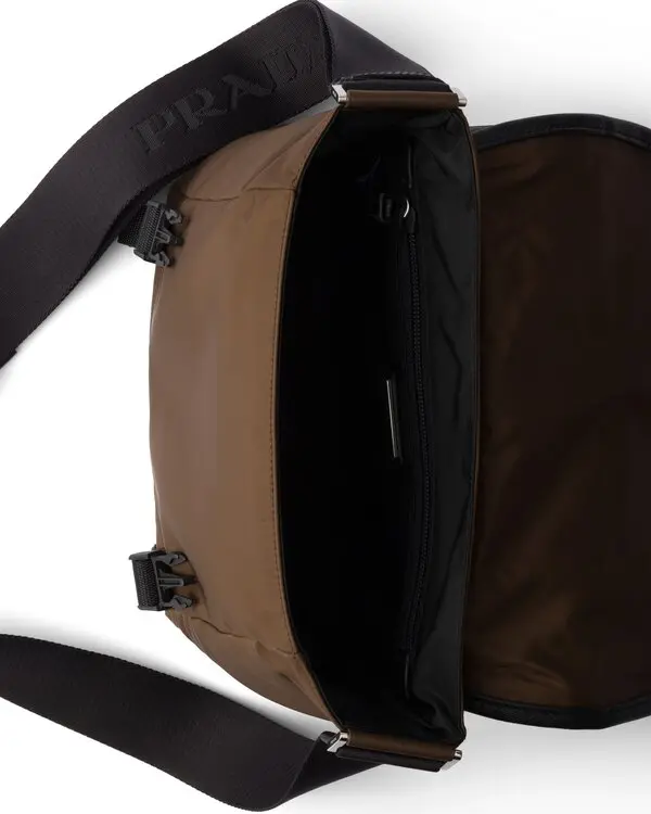 Prada Re-nylon And Saffiano Leather Shoulder Bag - Brown