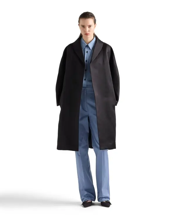 Prada Single-breasted Double Satin Coat - Black