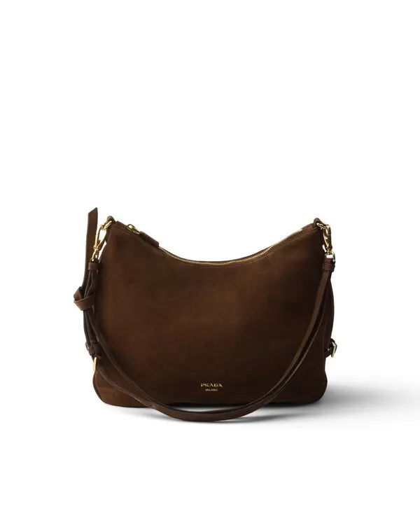 Prada Fold Large Suede Bag - Brown