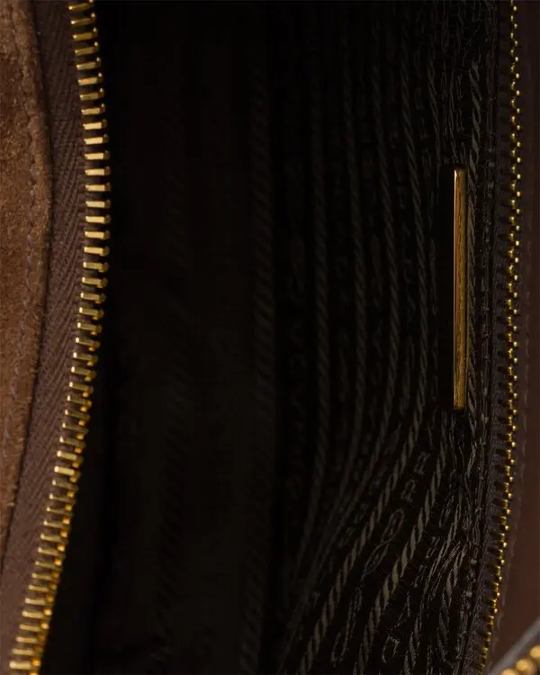 Prada Fold Large Suede Bag - Brown