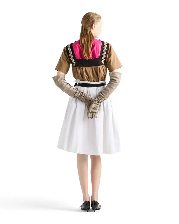 Prada Embroidered Gabardine Top - Brown
