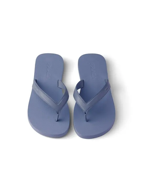 Prada Brushed Leather Flip-flops - Blue