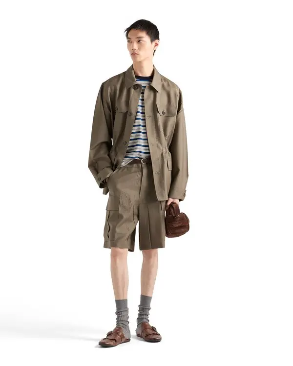 Prada Striped Cotton T-shirt - Neutral