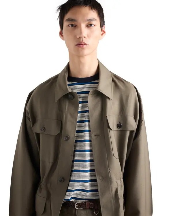 Prada Striped Cotton T-shirt - Neutral