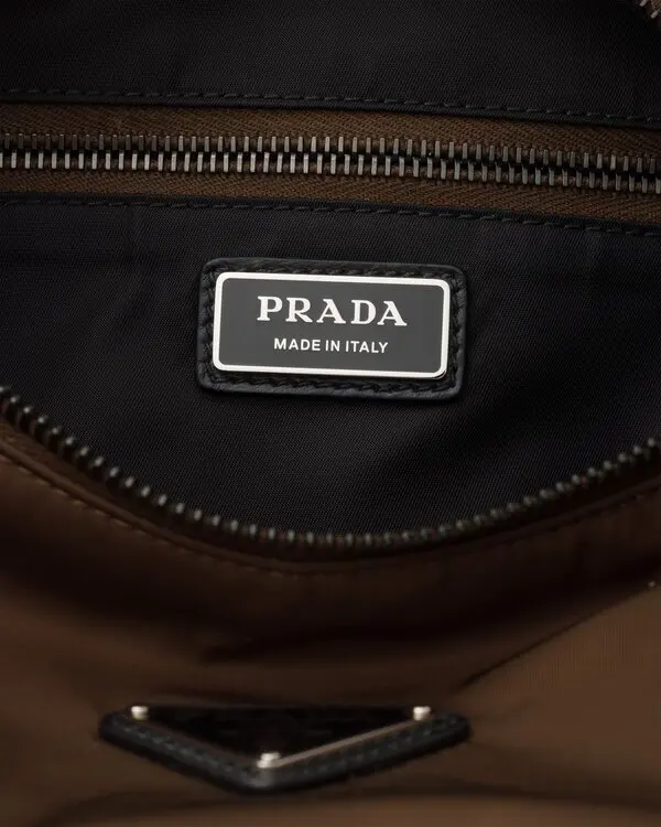 Prada Re-nylon And Leather Bag - Brown