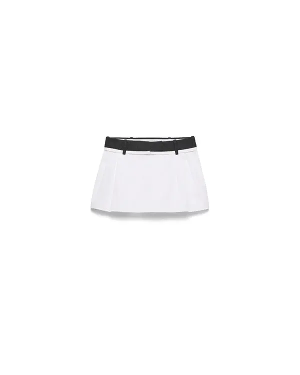 Prada Poplin And Rush Stitch Miniskirt - White