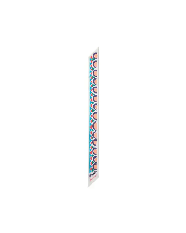 Prada Printed Silk Twill Skinny Scarf - Light Blue