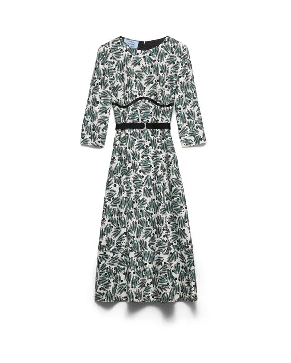 Prada Printed Pongé Sheath Dress - Green