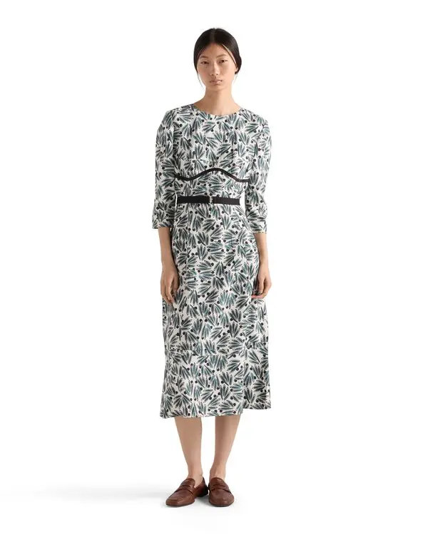 Prada Printed Pongé Sheath Dress - Green