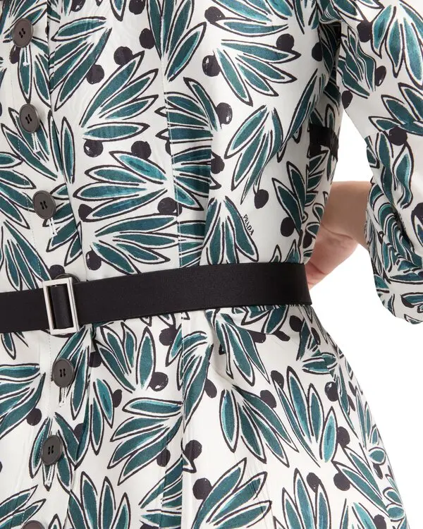 Prada Printed Pongé Sheath Dress - Green