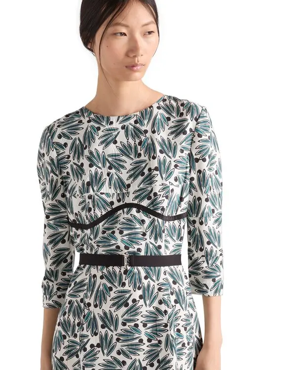 Prada Printed Pongé Sheath Dress - Green