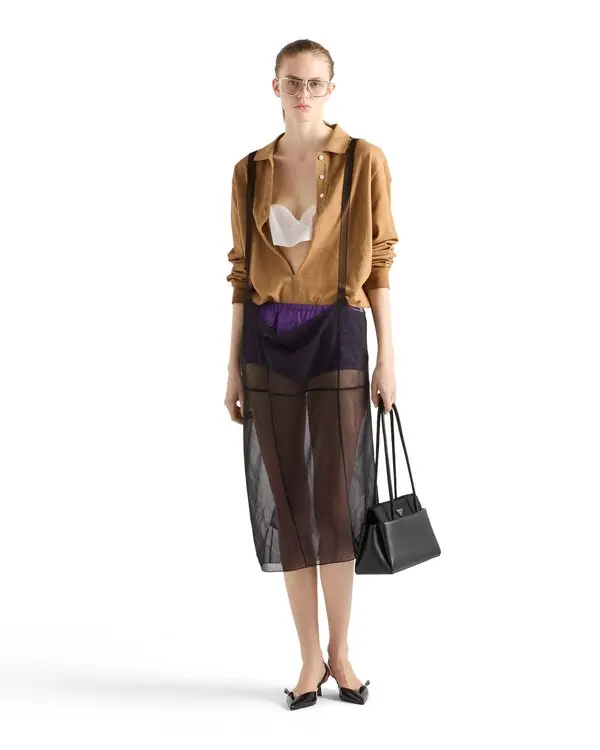 Prada Long-sleeved Cotton Piqué Polo Shirt - Neutral