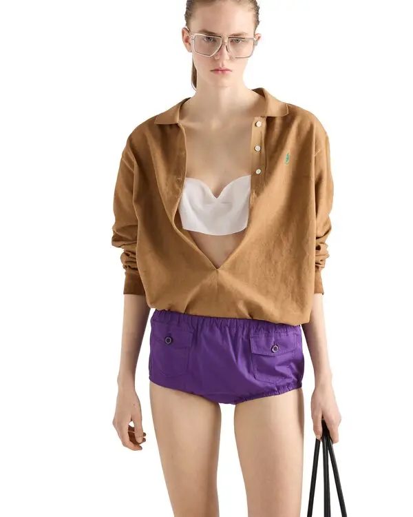 Prada Poplin Shorts - Purple