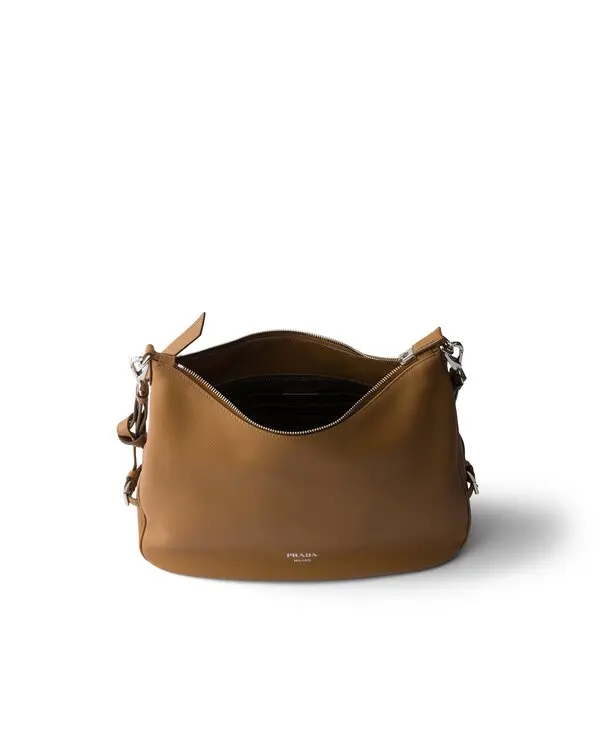 Prada Fold Leather Shoulder Bag - Brown | Editorialist