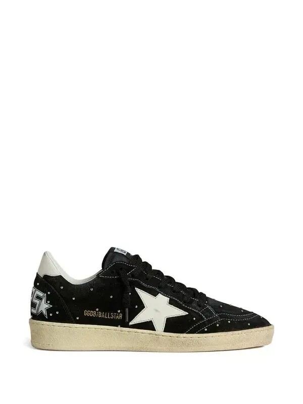 GOLDEN GOOSE Ball Star In Suede With Studs And White Leather Star Sneakers - Black