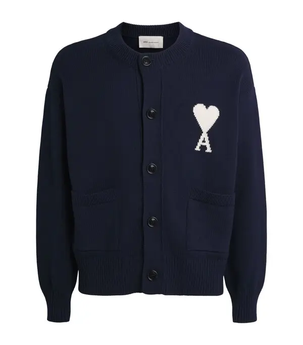 AMI Paris Wool-cotton De Coeur Cardigan