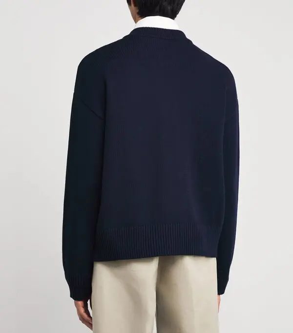 AMI Paris Wool-cotton De Coeur Cardigan
