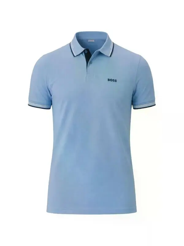 BOSS Striped Polo Shirt - Blue