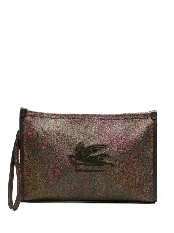 Etro Pegasus Paisley Clutch Bag - Brown
