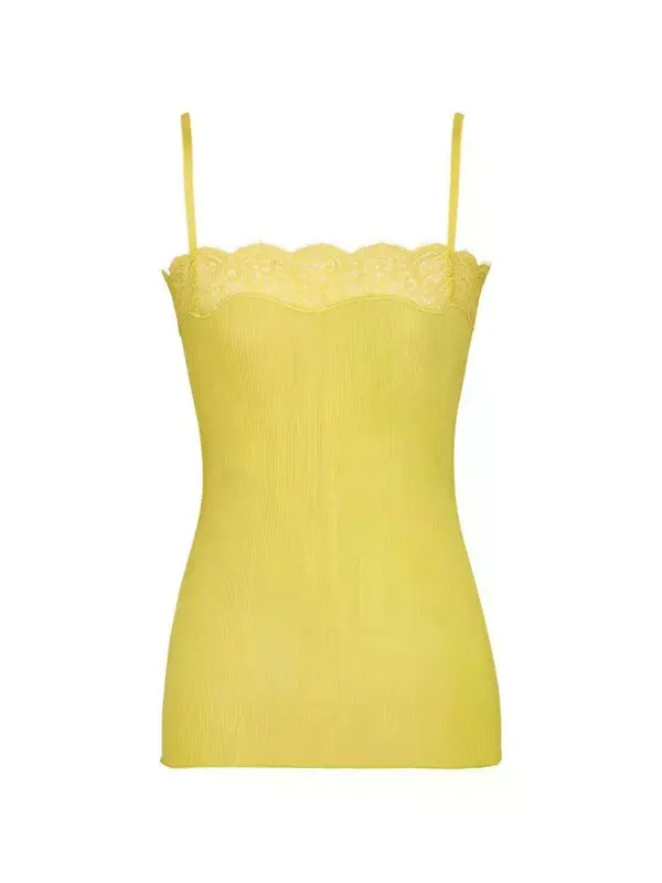 Saint Laurent Lace-trim Square-neck Tank Top - Yellow