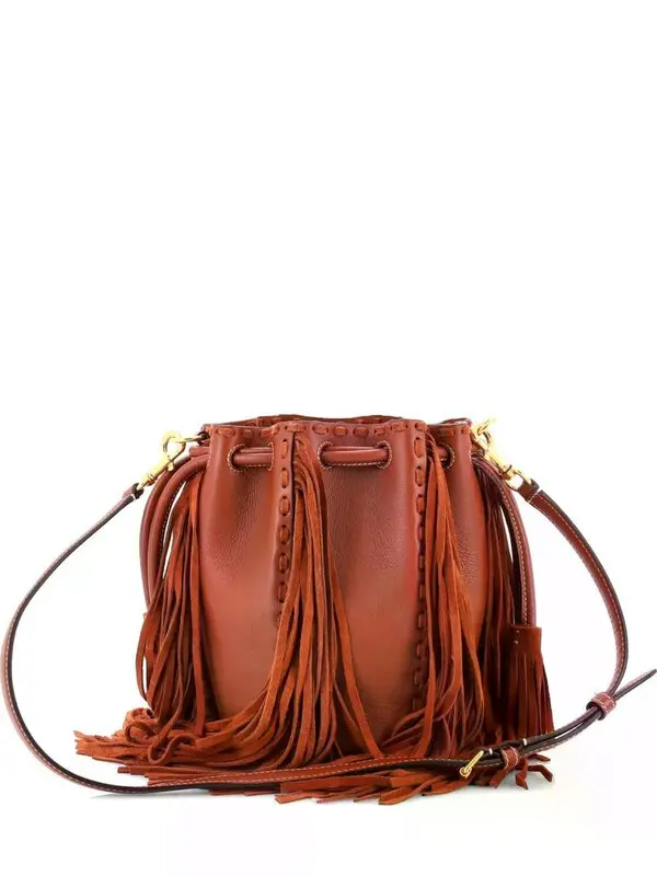 Valentino Garavani Nellcote Leather With Suede Small Bucket Bag - Brown