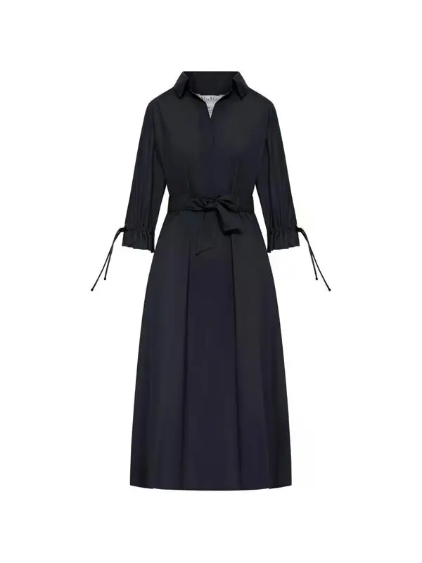 Max Mara Belted Collared Midi Dress - Black