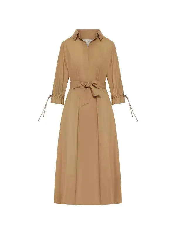 Max Mara Tie-cuffs Collared Midi Dress - Neutrals