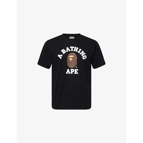 A BATHING APE Graphic-print College Cotton T-shirt - Black