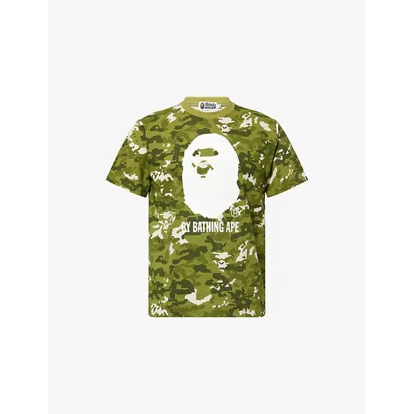 A BATHING APE Pixel Camo Graphic-print Cotton T-shirt - Green