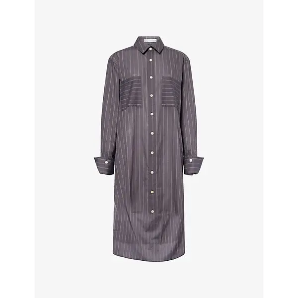 Palmer//harding Ease Striped Longline Cotton Shirt