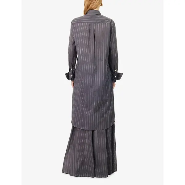 Palmer//harding Ease Striped Longline Cotton Shirt
