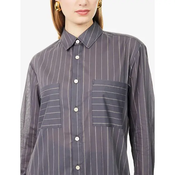 Palmer//harding Ease Striped Longline Cotton Shirt