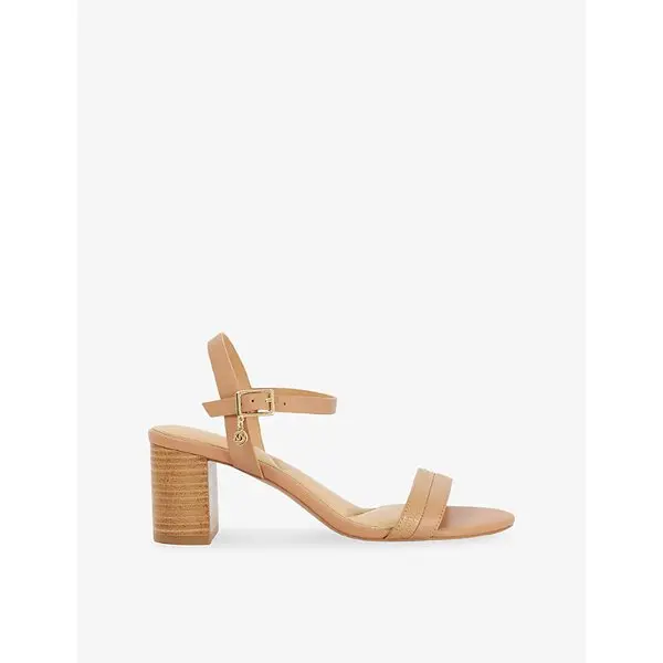 DUNE Jaycie Heeled Leather Sandals - Caramel Leather