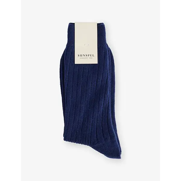 Sunspel Ribbed Cashmere Crew Socks
