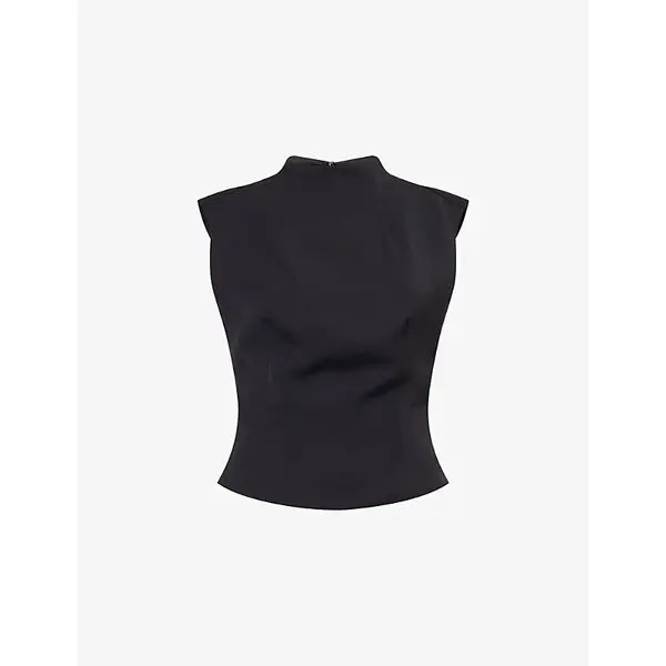 Oddmuse High-neck Sleeveless Woven Top - Black
