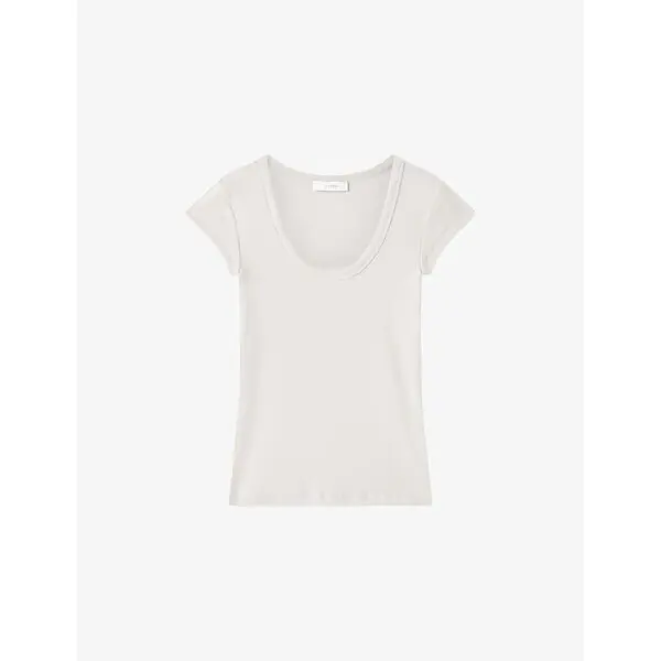 JOSEPH Saba Round-neck Stretch-cotton Top - White