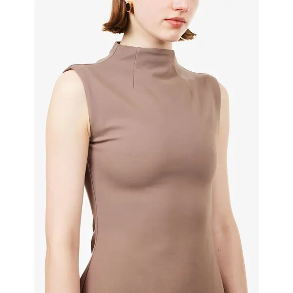 Oddmuse Sleeveless High-neck Compact-jersey Top
