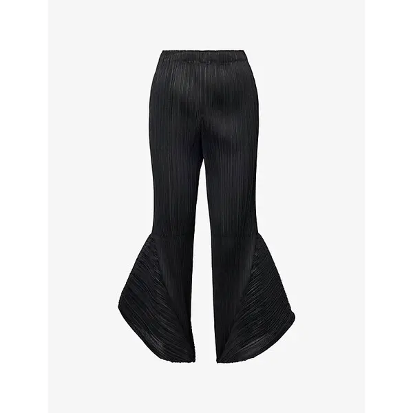 Issey Miyake Skyline Flared Pleated Knitted Trousers - Black