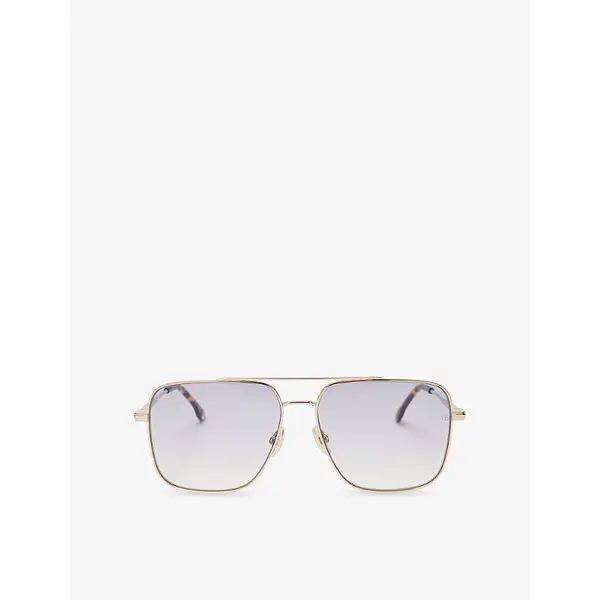 Victoria Beckham Square-frame Double-bridge Sunglasses - Gold