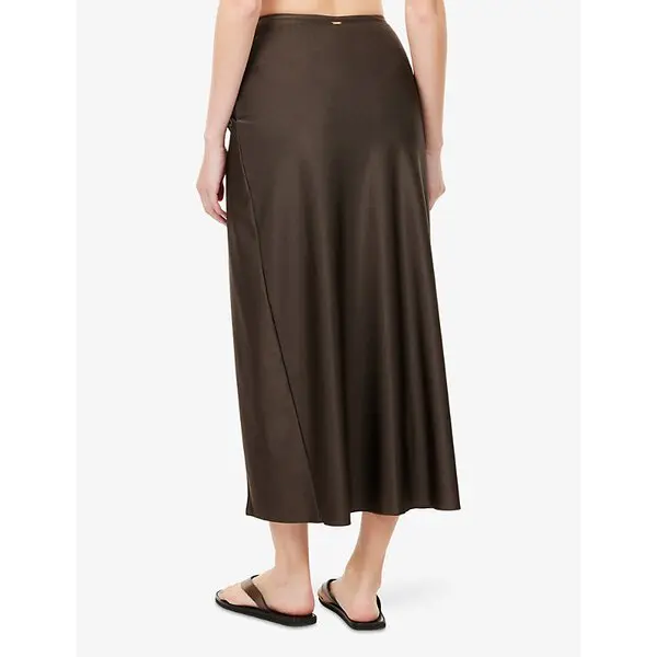 Simkhai Eiana Shell Stretch-satin Midi Skirt
