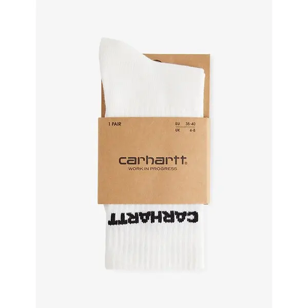 Carhartt Work In Progress Link Stretch Cotton-blend Crew Socks - White / Black